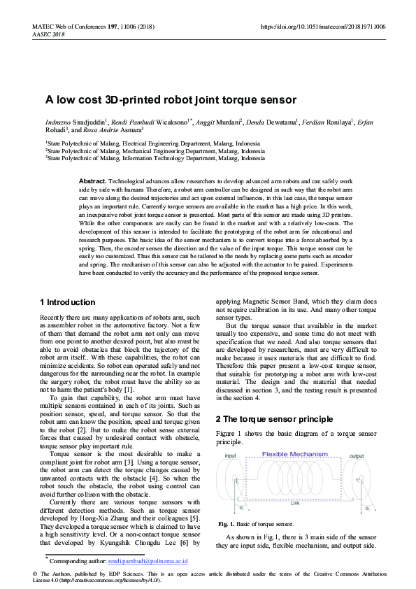 (PDF) A low cost 3D-printed robot joint torque sensor