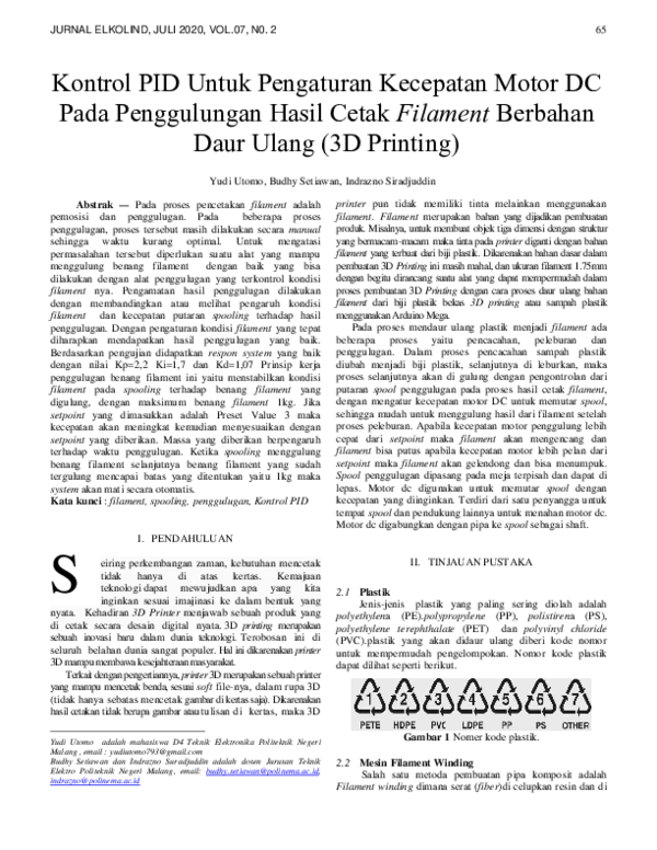(PDF) Kontrol PID Untuk Pengaturan Kecepatan Motor DC Pada Penggulungan ...