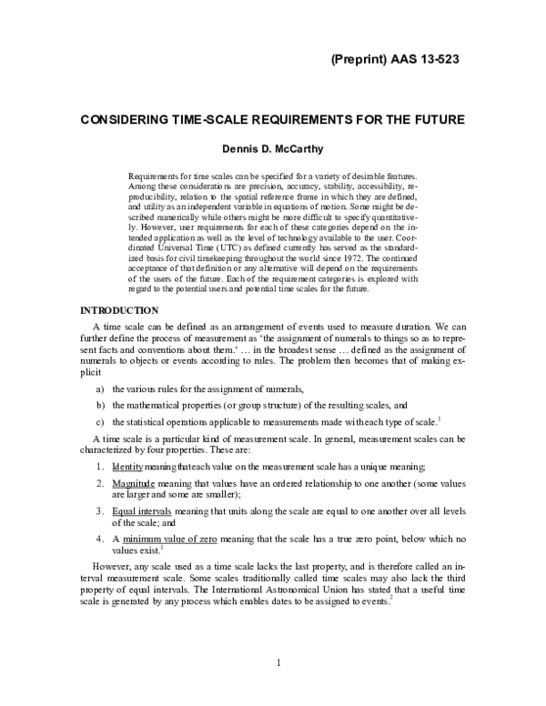 (PDF) Considering Time-Scale Requirements for the Future