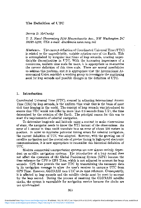 (PDF) The Definition of UTC