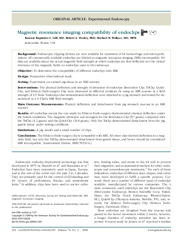 (PDF) Magnetic resonance imaging compatibility of endoclips