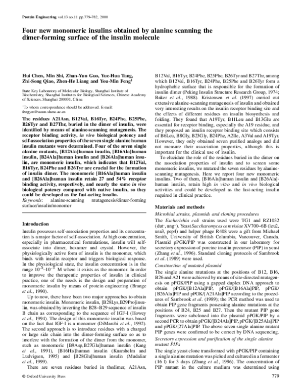 (PDF) Four new monomeric insulins obtained by alanine scanning the ...