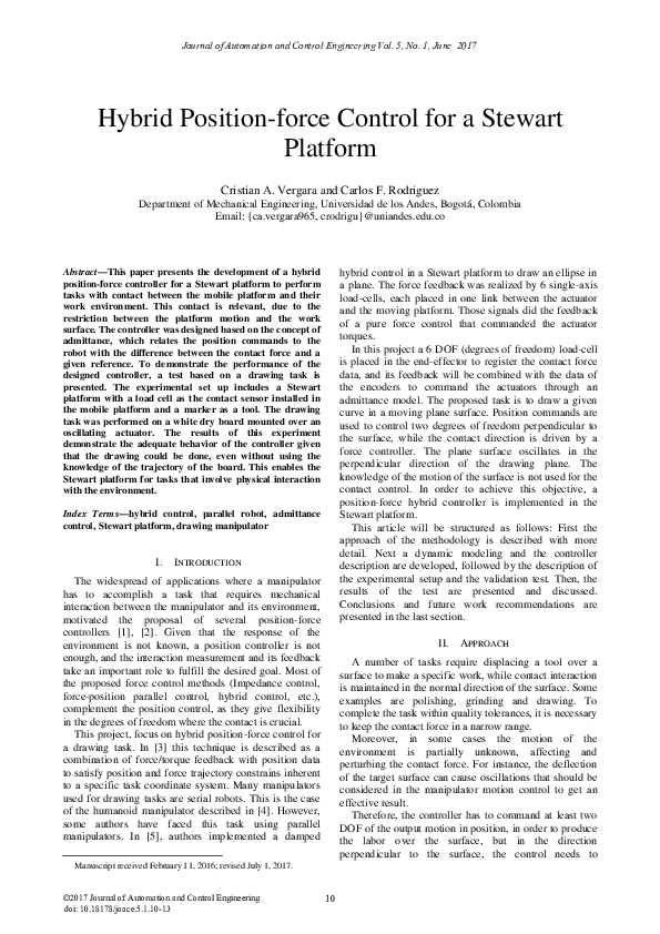 (PDF) Hybrid Position-force Control for a Stewart Platform