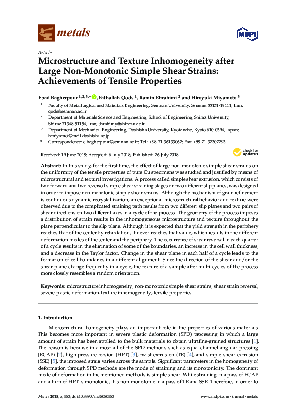 (PDF) Microstructure and Texture Inhomogeneity after Large Non ...