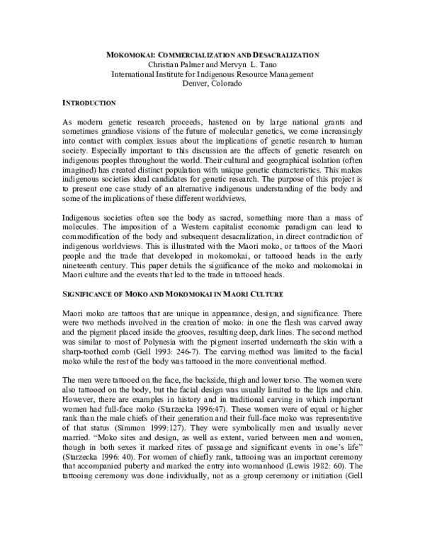 (PDF) MOKOMOKAI: COMMERCIALIZATION AND DESACRALIZATION Christian Palmer ...