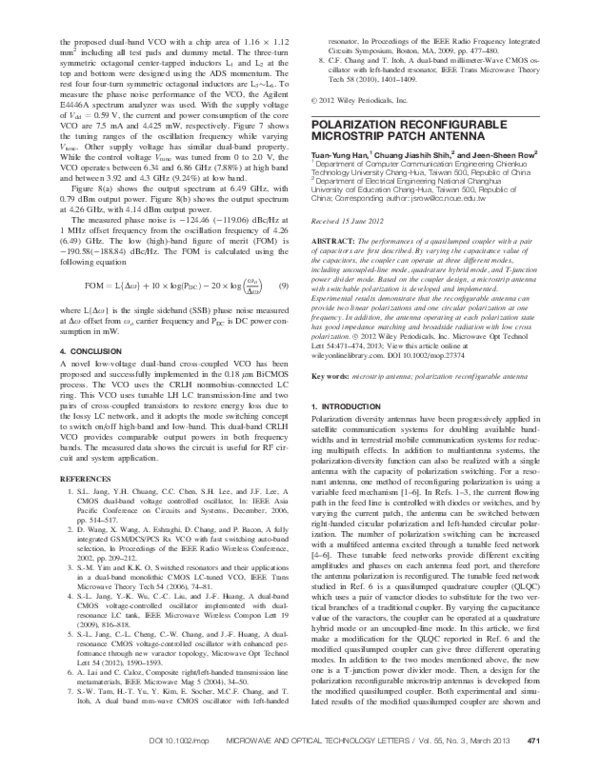 Pdf Polarization Reconfigurable Microstrip Patch Antenna