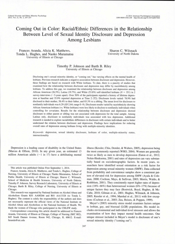 (PDF) Coming Out in Color: Racial/Ethnic Differences in the ...