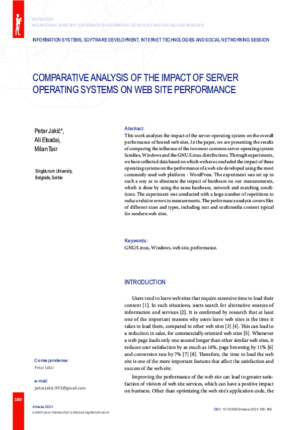 Pdf Comparative Analysis Of The Impact Of Server Operating Systems On Web Site Performance