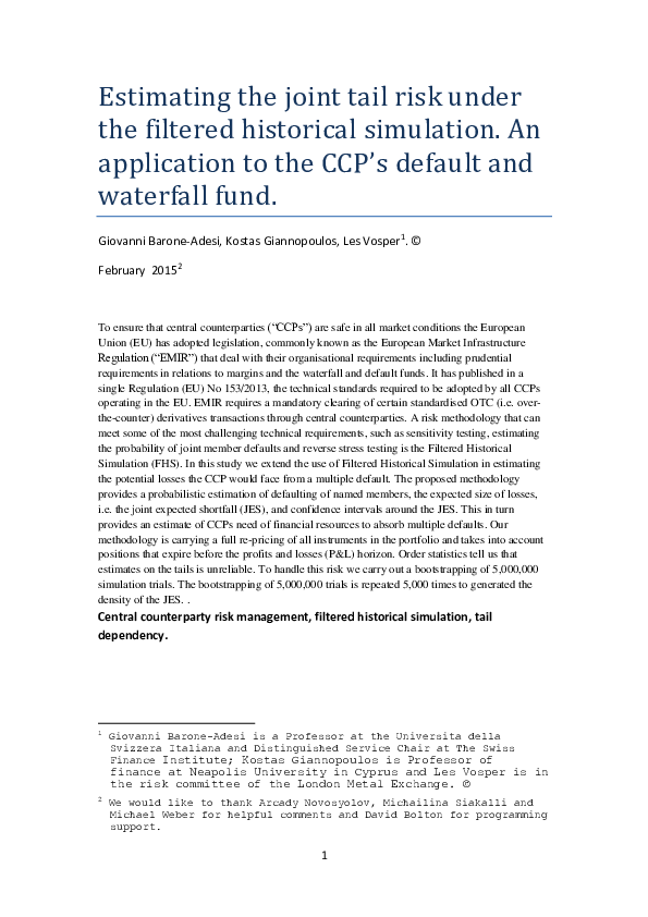 (PDF) Estimating the Joint Tail Risk Under the Filtered Historical ...
