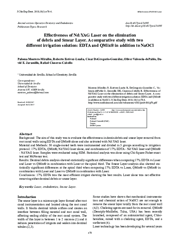 (PDF) Effectiveness of Nd:YAG Laser on the elimination of debris and ...