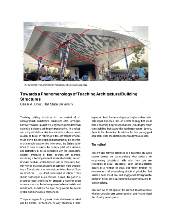 (PDF) Towards a Phenomenology of Teaching Architectural Building Structures
