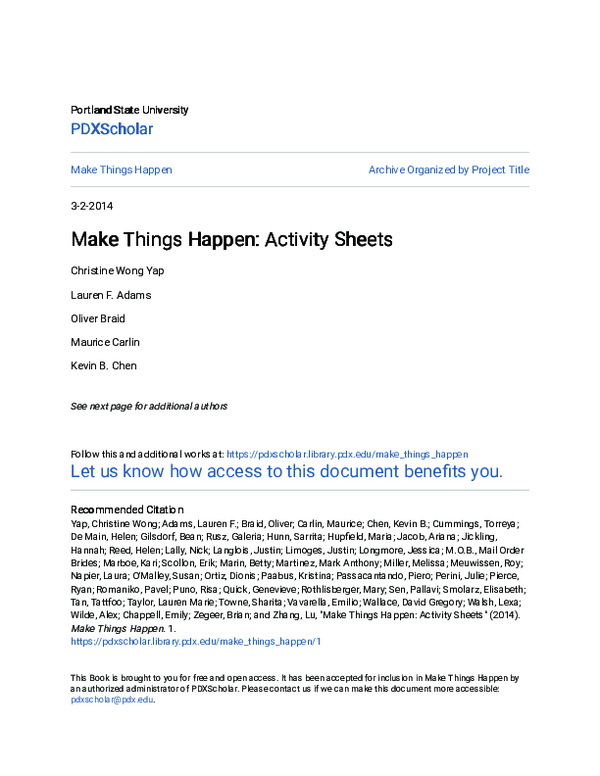 (PDF) Make Things Happen: Activity Sheets