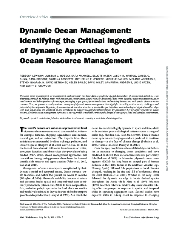 (PDF) Dynamic Ocean Management: Identifying the Critical Ingredients of ...