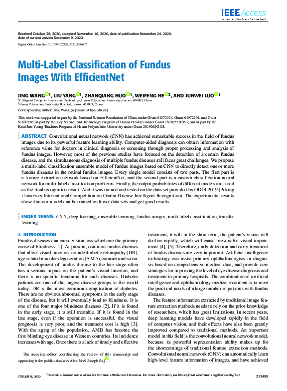 (PDF) Multi-Label Classification of Fundus Images With EfficientNet ...