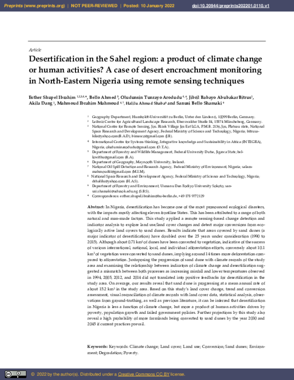 (PDF) Desertification in the Sahel Region: A Product of Climate Change ...