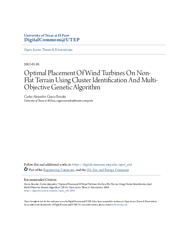 (PDF) Optimal Placement of Wind Turbines on Non-flat Terrain using Cluster Identification and ...