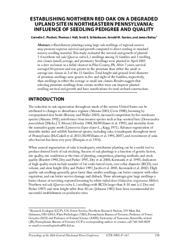 (PDF) Establishing northern red oak on a degraded upland site in ...