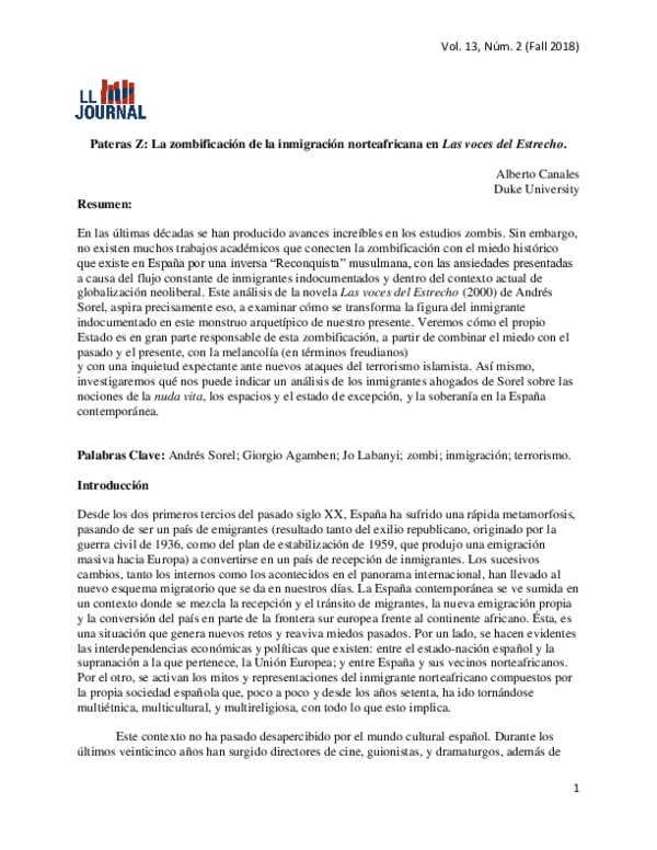 (PDF) Pateras Z: La zombificación de la inmigración norteafricana en ...