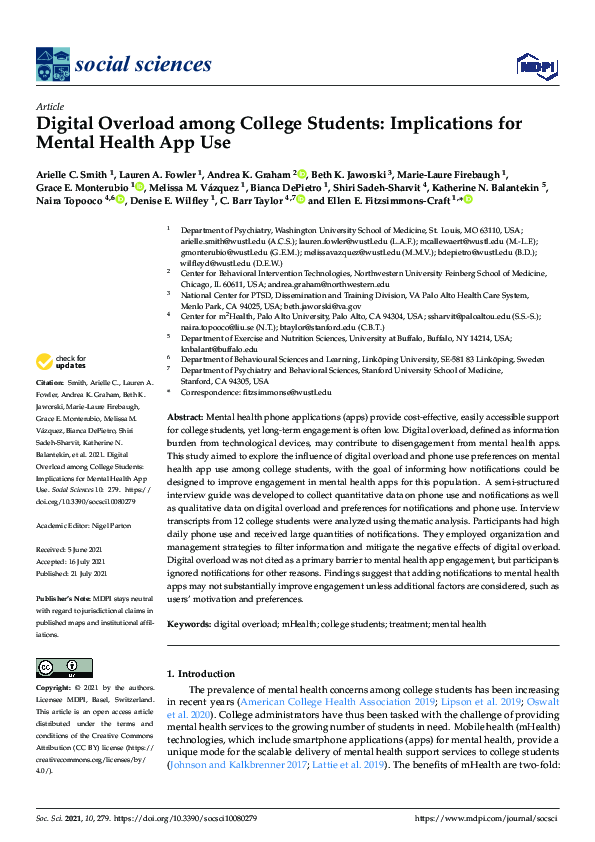 (PDF) Digital Overload among College Students: Implications for Mental ...