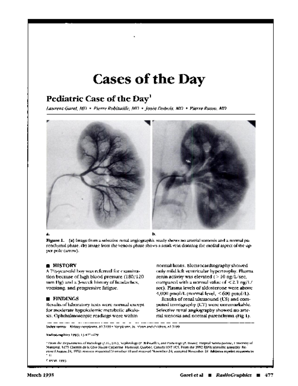 (PDF) Pediatric case of the day. Reninoma of the left kidney