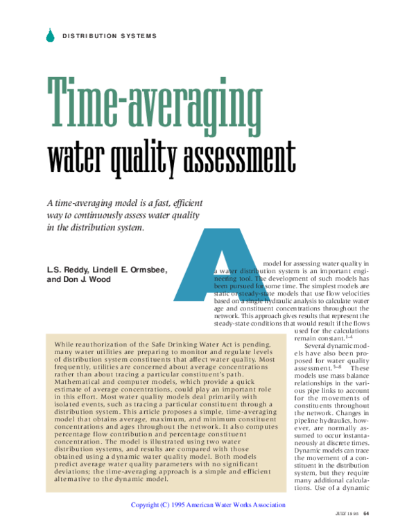 (PDF) Time-averaging water quality assessment