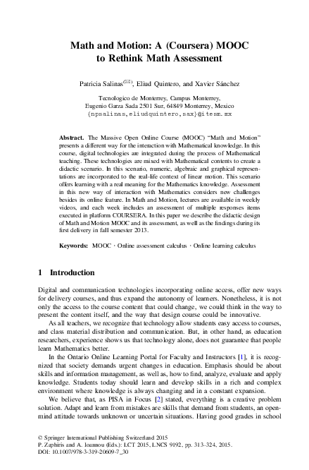 (PDF) Math and Motion: A (Coursera) MOOC to Rethink Math Assessment