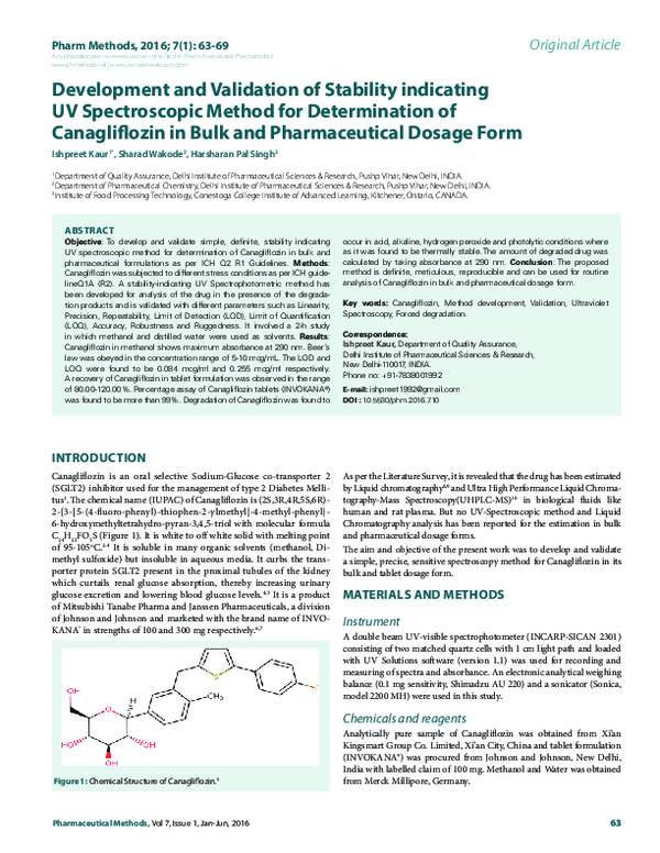 (PDF) Development and Validation of Stability indicating UV Spectroscopic Method for ...