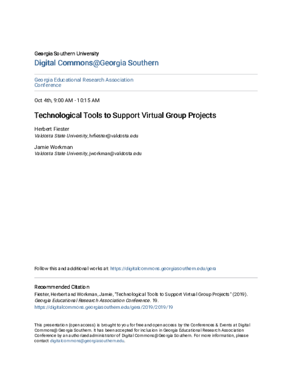 (PDF) Technological Tools to Support Virtual Group Projects