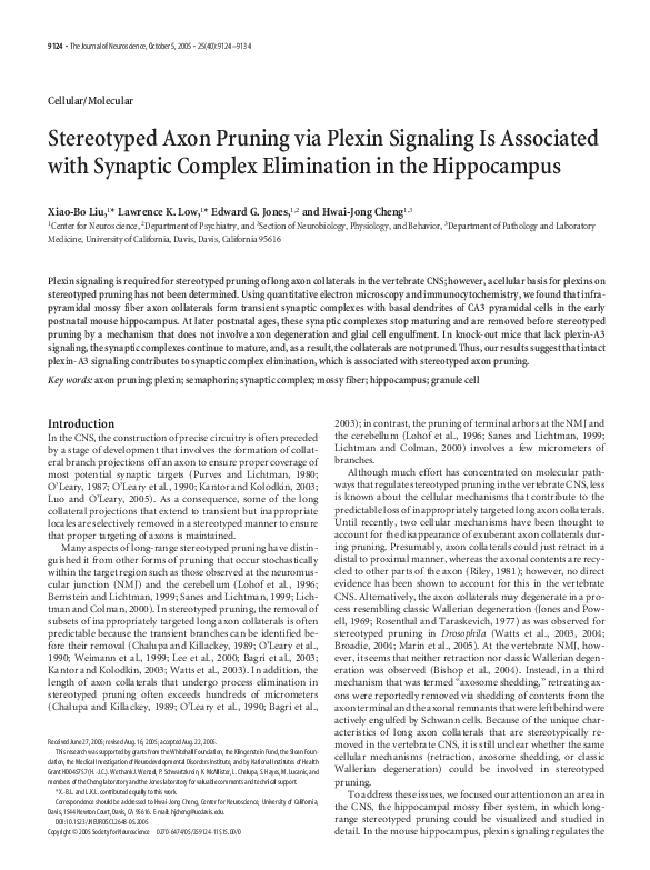 (PDF) Stereotyped Axon Pruning via Plexin Signaling Is Associated with ...