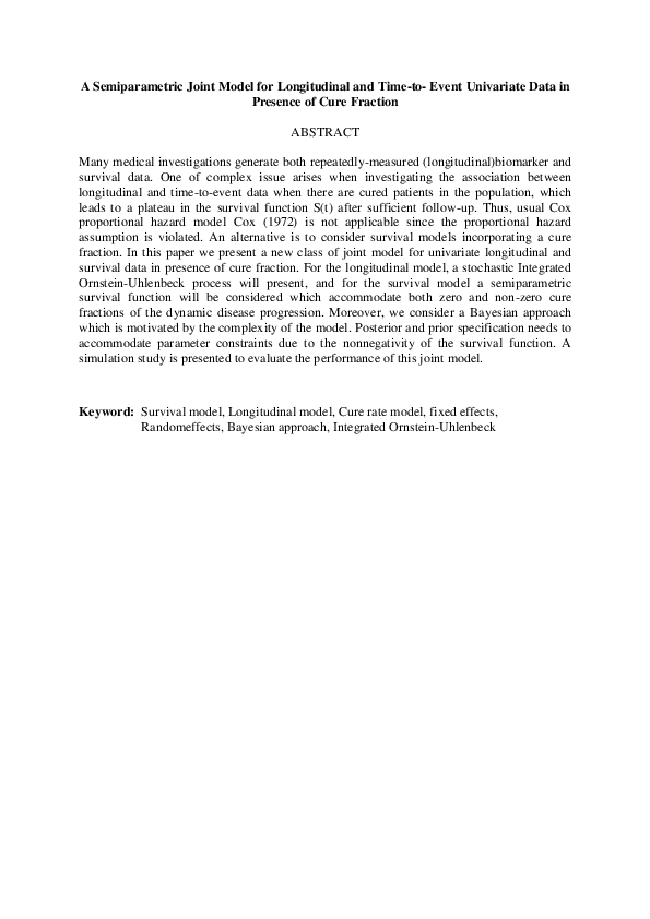 (PDF) A Semiparametric Joint Model for Longitudinal and Time-to-Event Univariate Data in ...