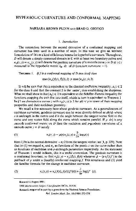 (PDF) Hyperbolic Curvature and Conformal Mapping
