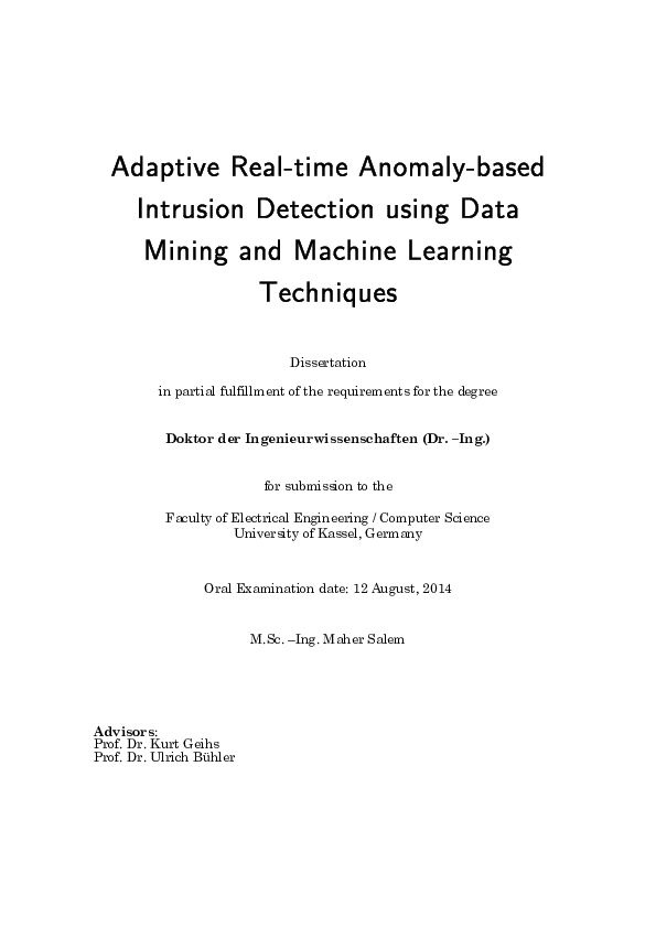 (PDF) Adaptive Real-time Anomaly-based Intrusion Detection using Data Mining and Machine ...
