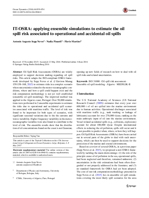 (PDF) IT-OSRA: applying ensemble simulations to estimate the oil spill ...