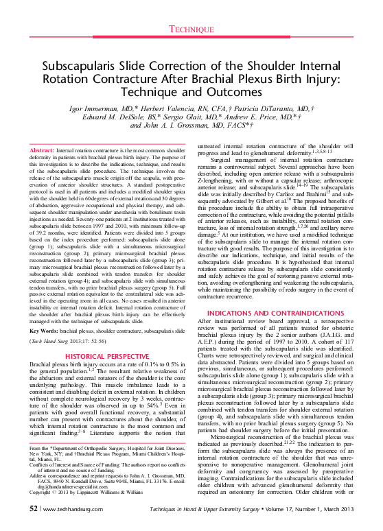(PDF) Subscapularis Slide Correction of the Shoulder Internal Rotation ...