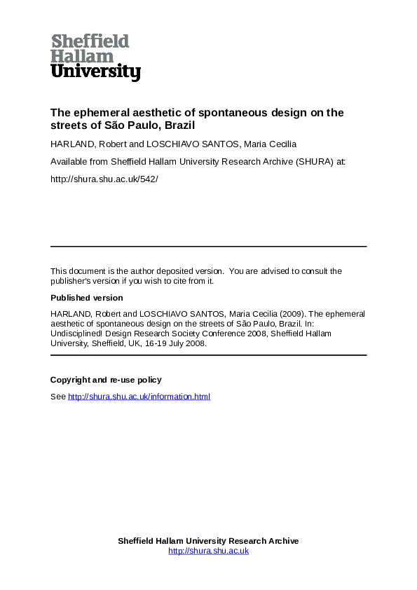 (PDF) The ephemeral aesthetic of spontaneous design on the streets of ...