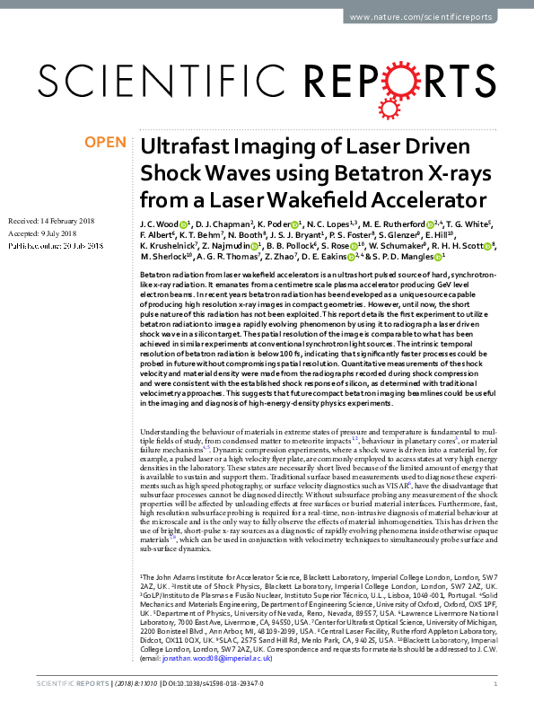 (PDF) Ultrafast Imaging of Laser Driven Shock Waves using Betatron X ...