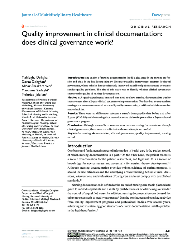 (PDF) Quality improvement in clinical documentation: does clinical ...