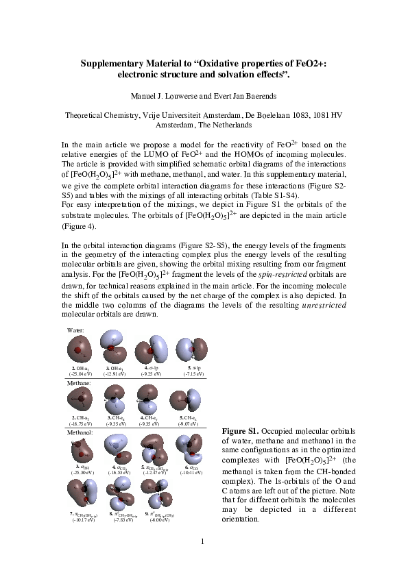 (PDF) Oxidative properties of FeO2+: electronic structure and solvation ...