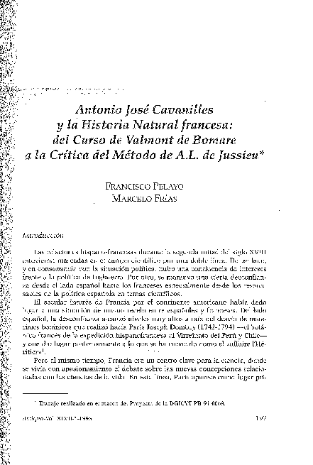 (PDF) Antonio José Cavanilles y la Historia Natural francesa: del Curso ...