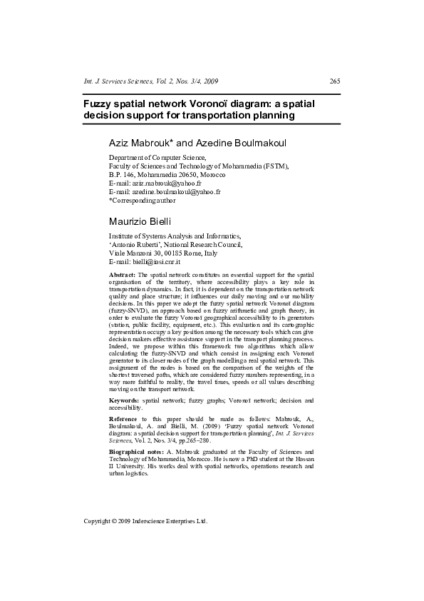 (PDF) Fuzzy spatial network Voronoi diagram: a spatial decision support ...