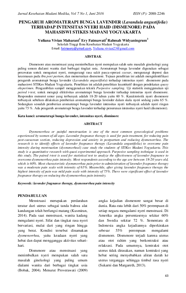 (PDF) PENGARUH AROMATERAPI BUNGA LAVENDER (Lavandula angustifolia ...
