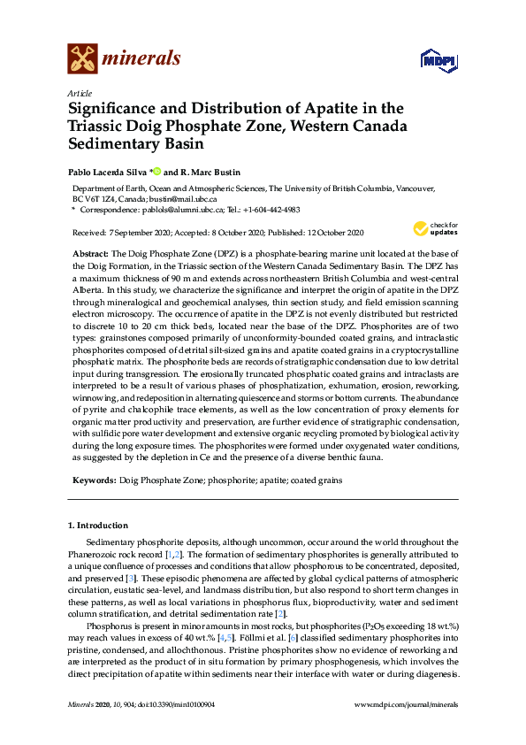 (PDF) Significance and Distribution of Apatite in the Doig Phosphate Zone