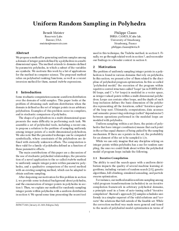 (PDF) Uniform Random Sampling in Polyhedra