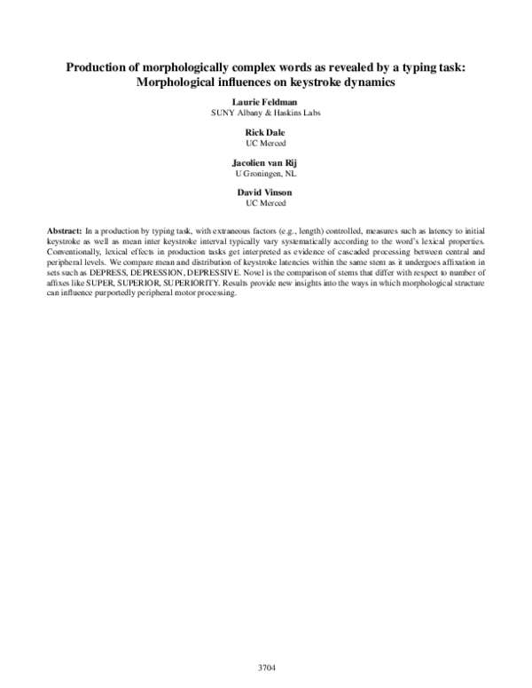 (PDF) Production of morphologically complex words as revealed by a ...