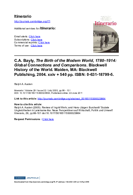 (PDF) C.A. Bayly, The Birth of the Modern World, 1780–1914: Global ...