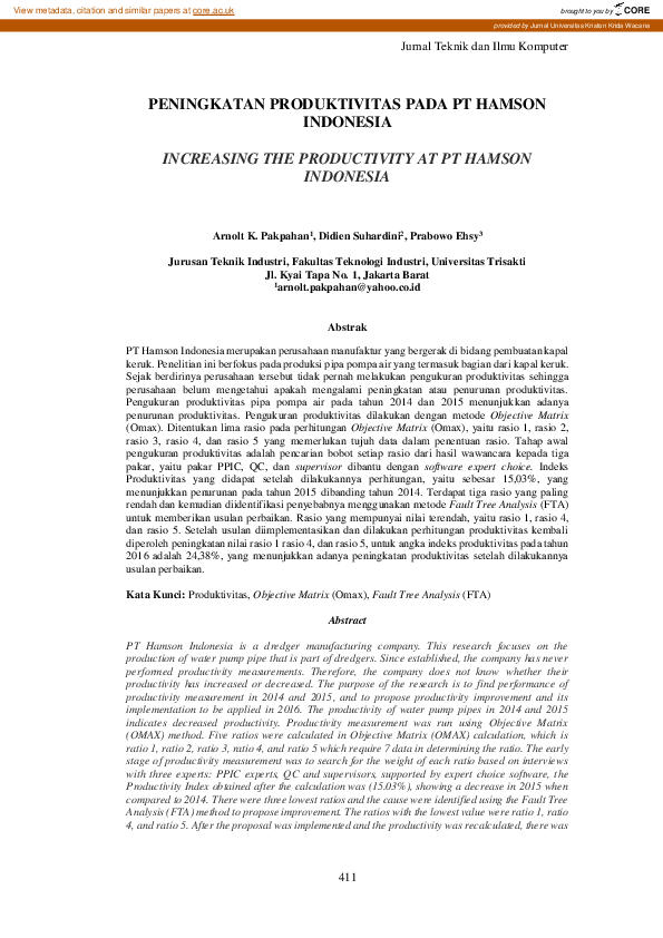 (PDF) Peningkatan Produktivitas pada PT Hamson Indonesia