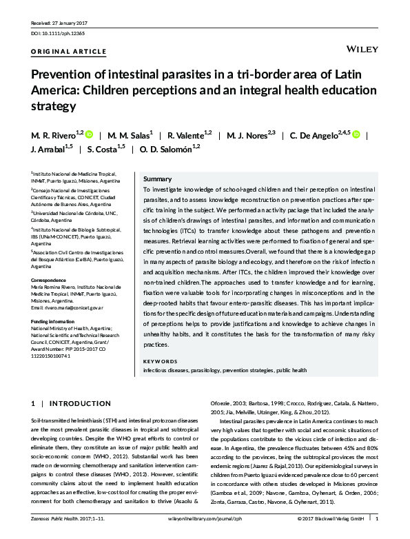 (PDF) Prevention of intestinal parasites in a tri-border area of Latin ...