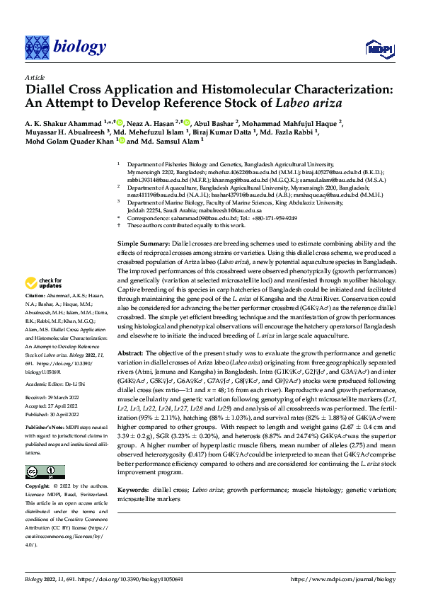 (PDF) Diallel Cross Application and Histomolecular Characterization: An ...