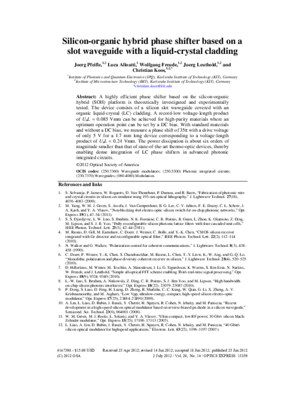(PDF) Non-Blocking 4x4 Electro-Optic Silicon Switch for On-Chip Photonic Networks