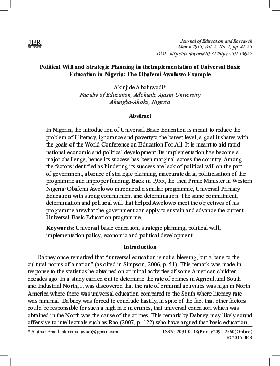 (PDF) Political Will and Strategic Planning in the Implementation of ...